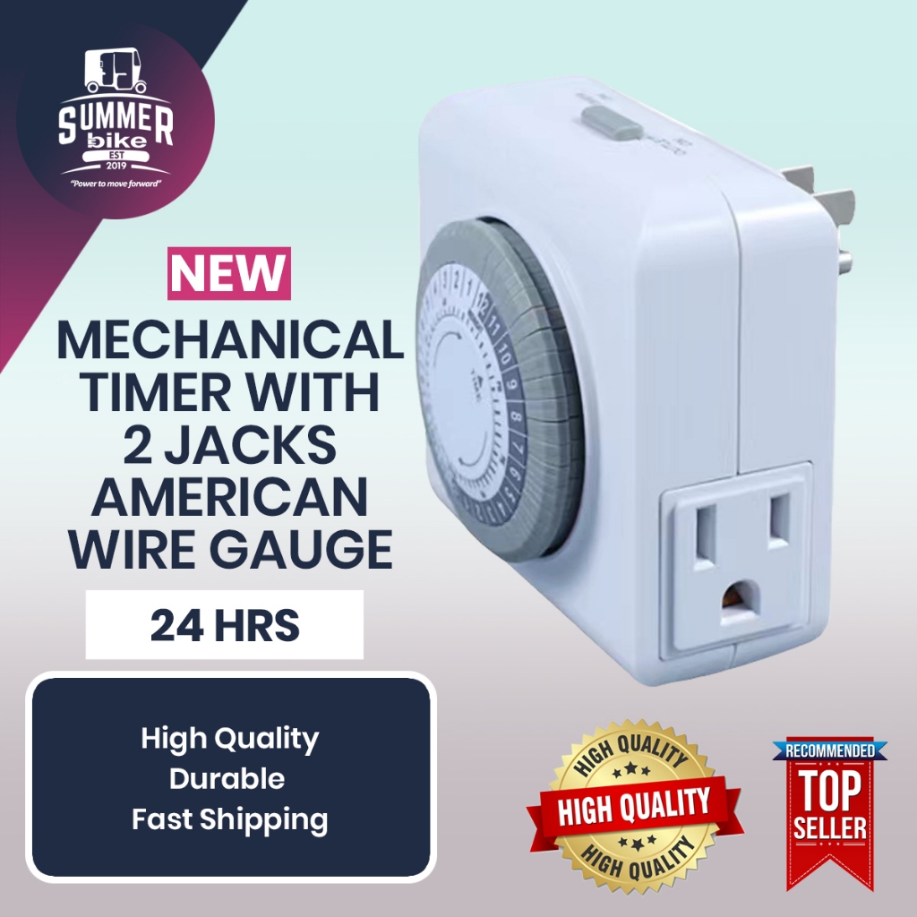 24 hour mechanical timer with two jacks American wire gauge | Shopee ...