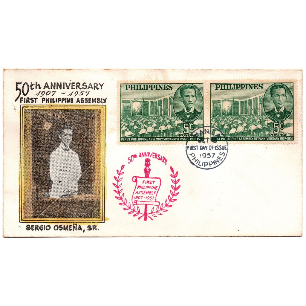1957 Frist Day Cover Cachet First Philippine Assembly Sergia Osmena ...