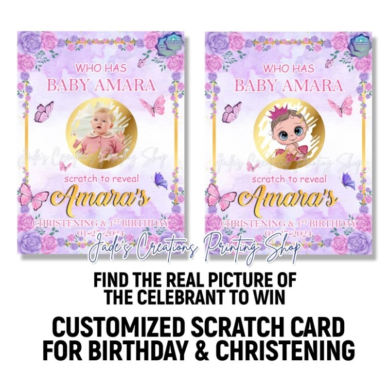 10 pcs. Customize Scratch Card (For Any Occasions) Birthday/Christening ...