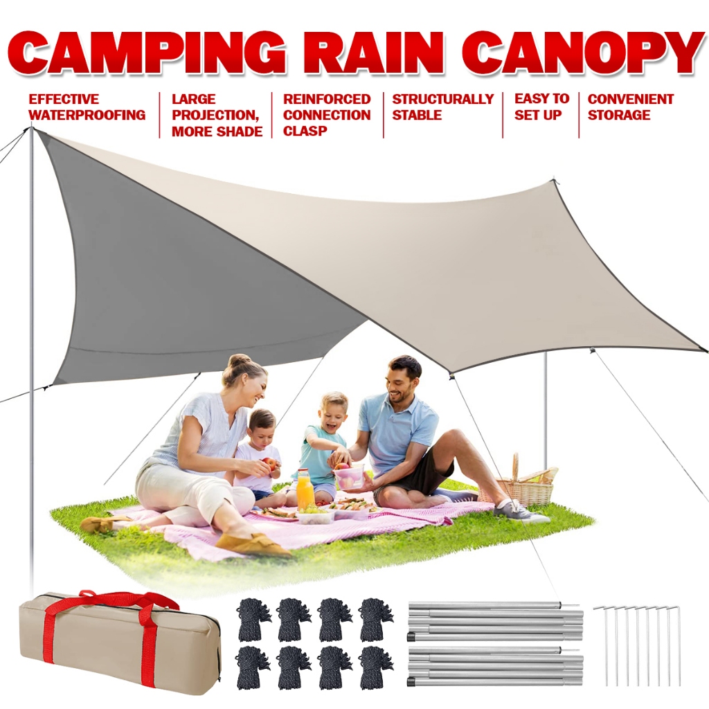 Outdoor Canopy Awning Waterproof Tarp Canopy Tent Tarpaulin Shade Anti ...