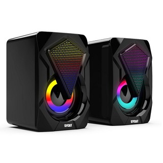 SYCAT NO-1046 Computer Speaker USB Colorful Lighting Effect RGB Gaming ...