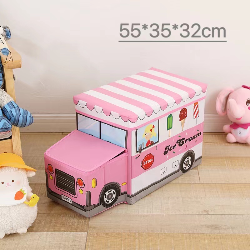 kids storage box chair kids stool ottoman foldable storage bus children ...