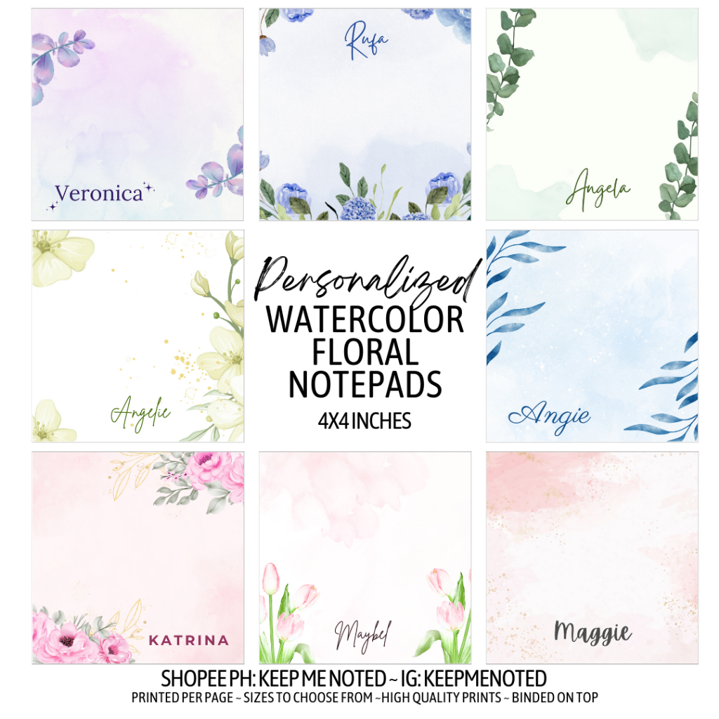 Personalized Watercolor Flower Floral Notepads Square 4x4 Inches Keep ...