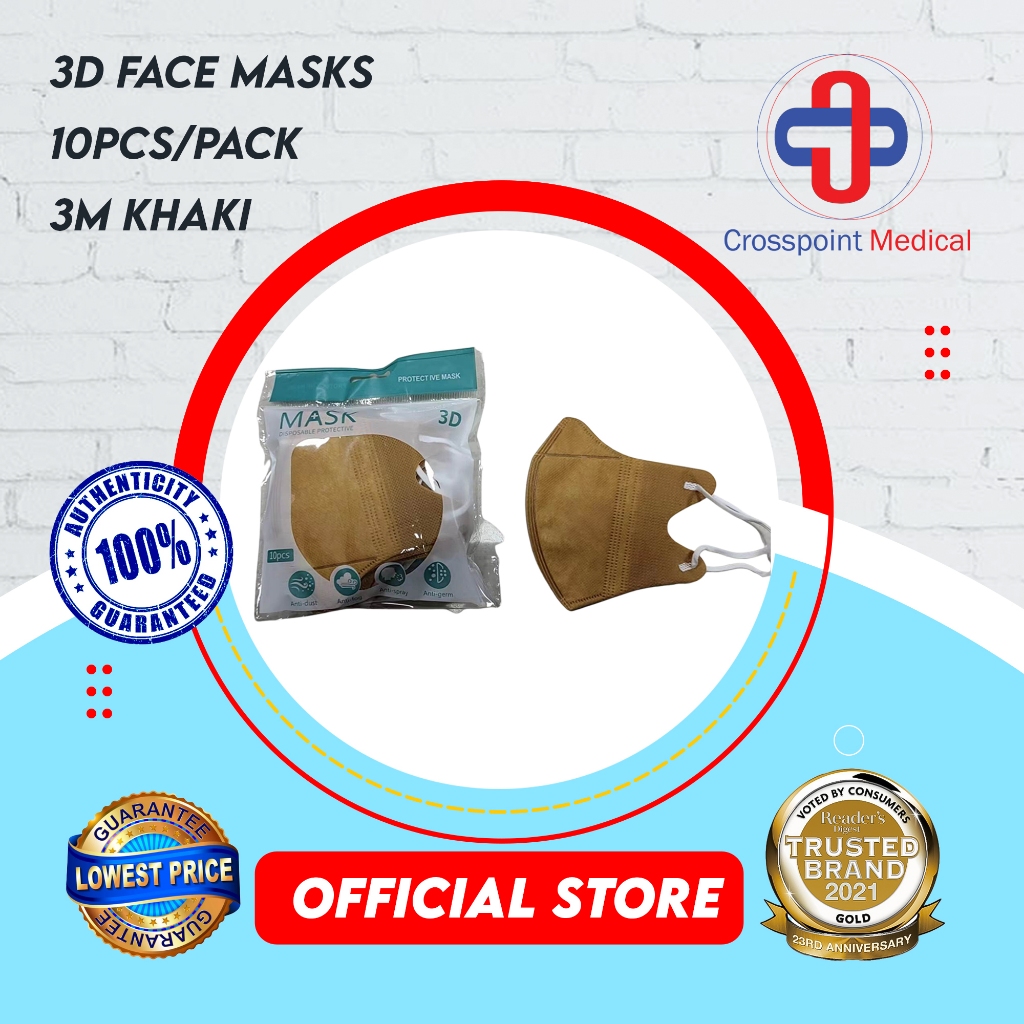 Crosspoint 3D ( KHAKI ) FACE MASK 10pcs | Shopee Philippines