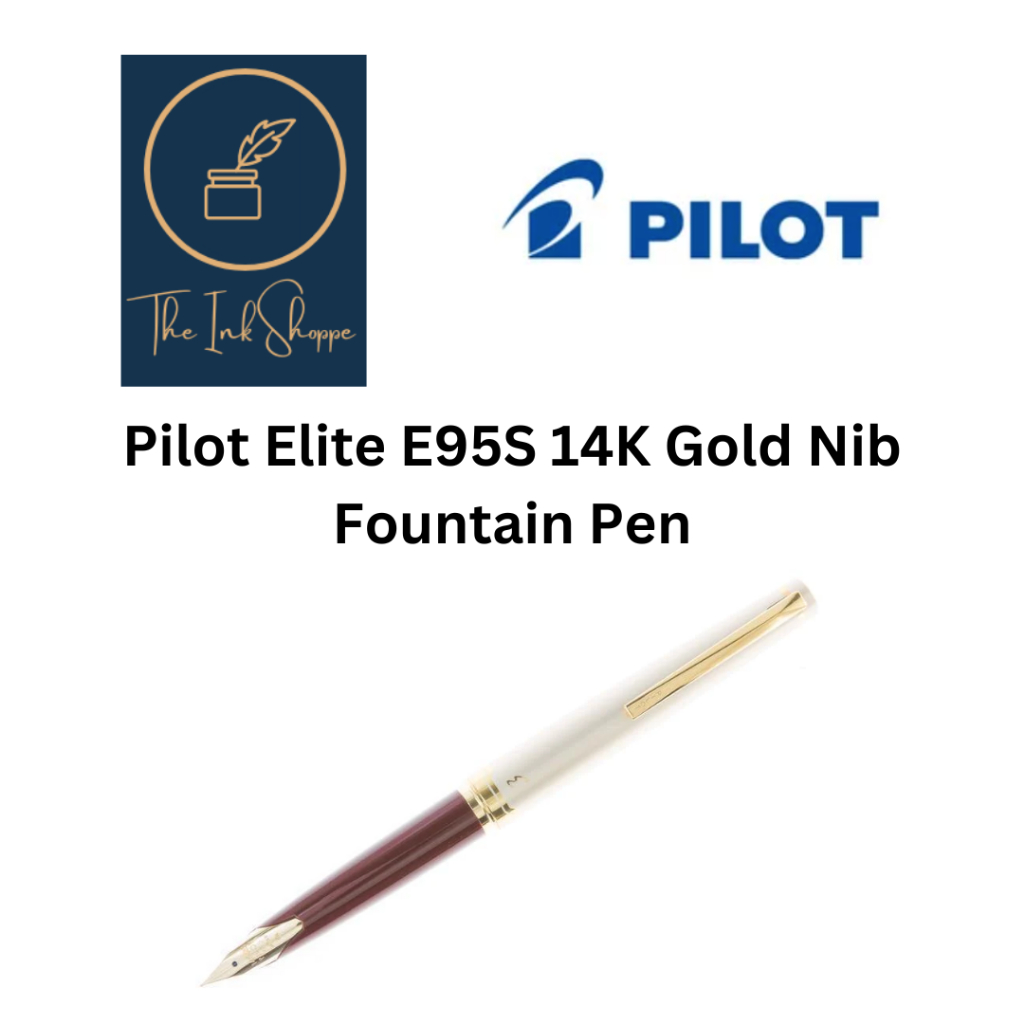 Pilot Elite E95S Burgundy/Ivory Fountain 14K Gold Nib Fountain Pen ...