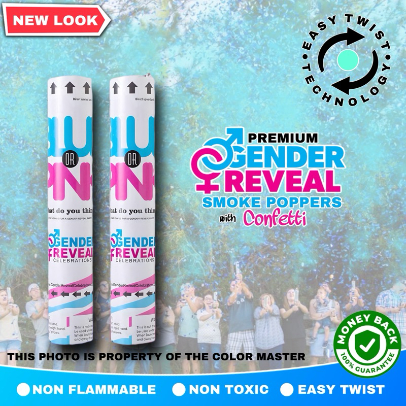 Gender Reveal Color Powder with Confetti High Quality Party Poppers ...