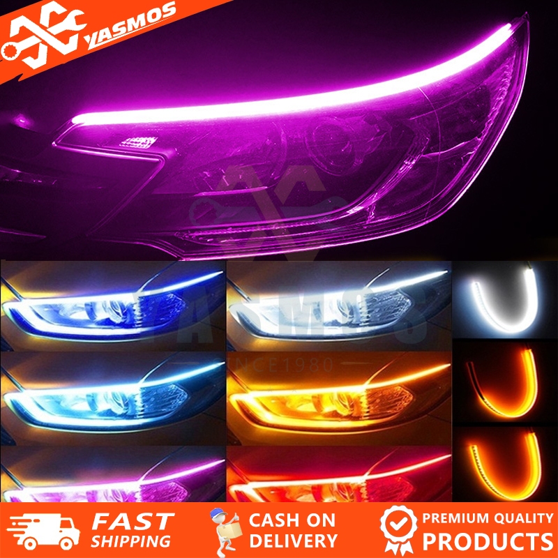 2PCS 12V LED Running Light Strip Dual Color For Car Auto Headlight Lamp ...