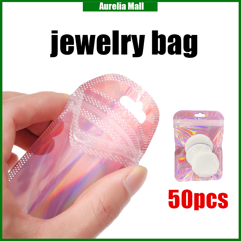 50PCS Laser Packaging Bag Holographic Mini Bags Resealable bags Zipper ...