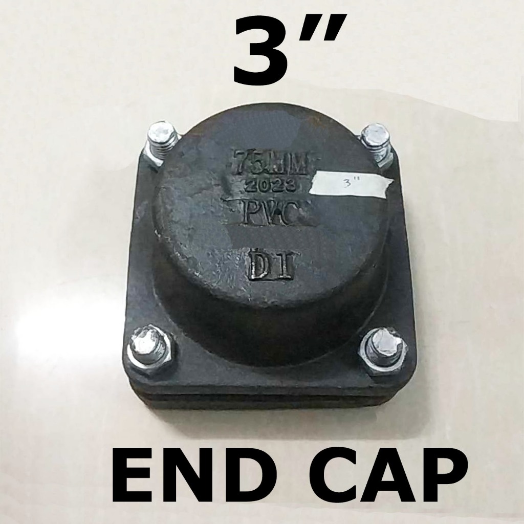 CAST IRON MECHANICAL END CAP 3" BLACK FOR WATER DISTRICT