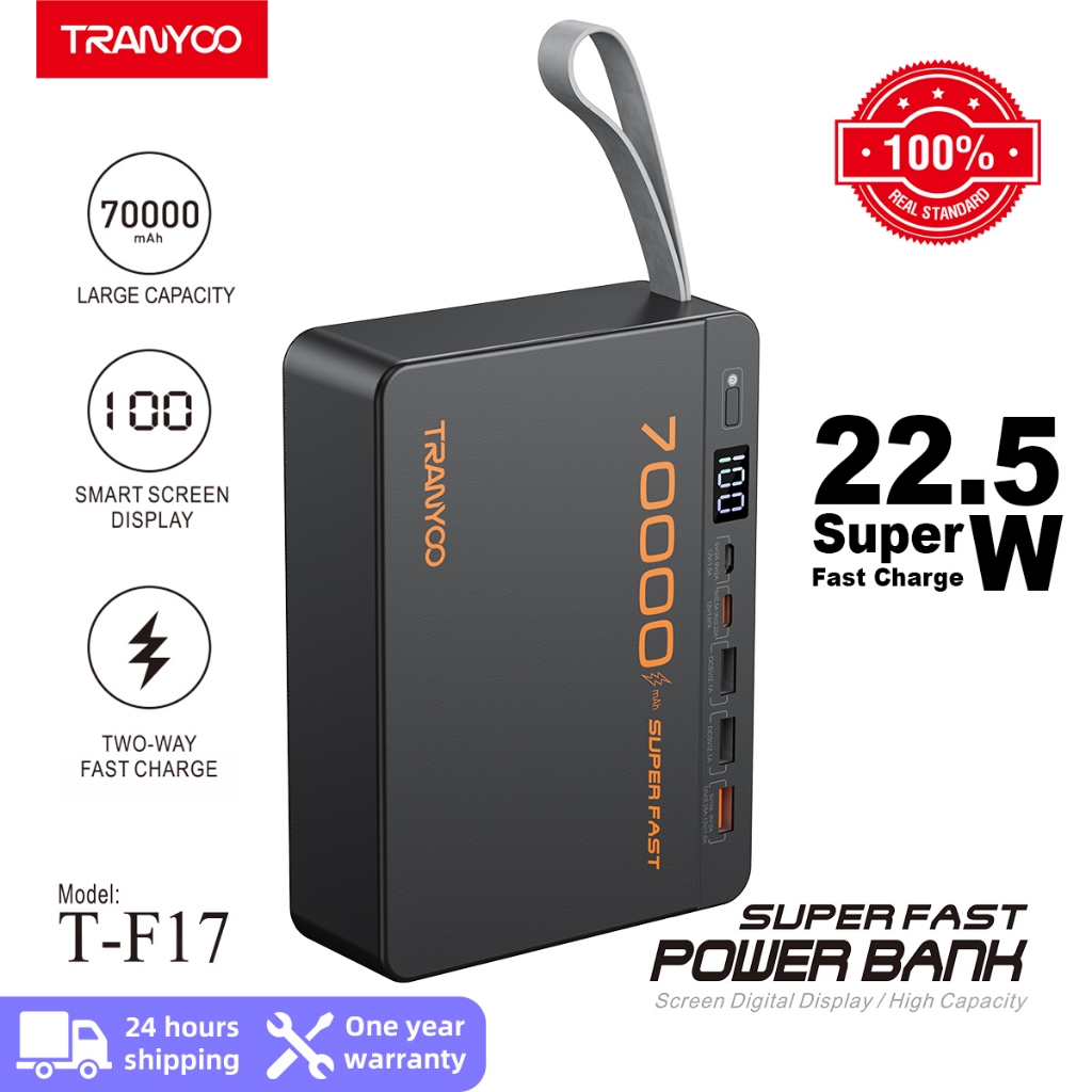 Tranyoo F17 70000mAh 22.5W Powerbank Original Super Fast Charging 2 ...