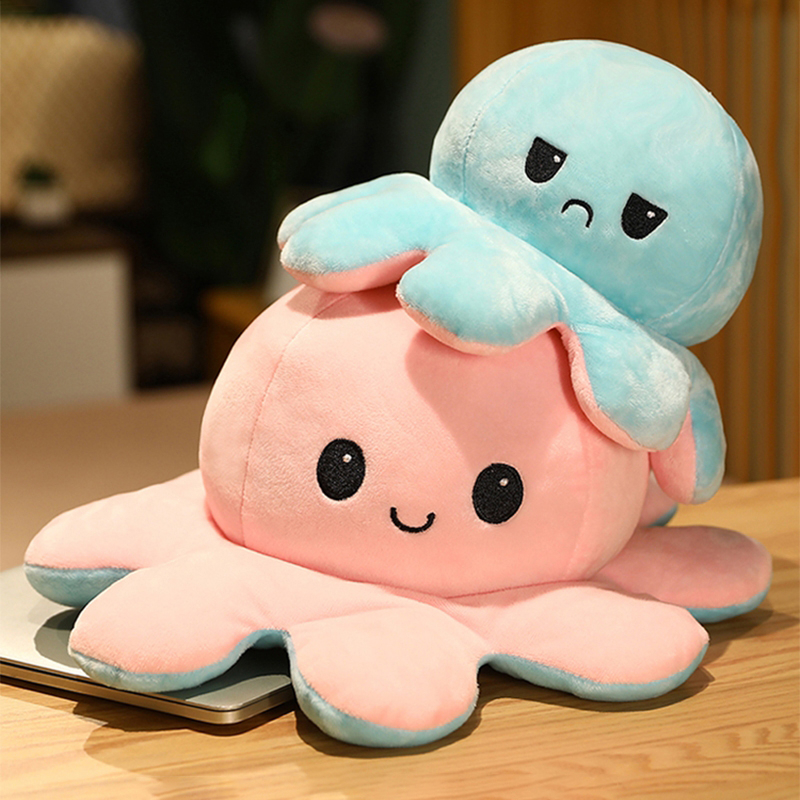 Reversible Flip Octopus Stuffed Toy Double-sided Color Stuffed Doll ...