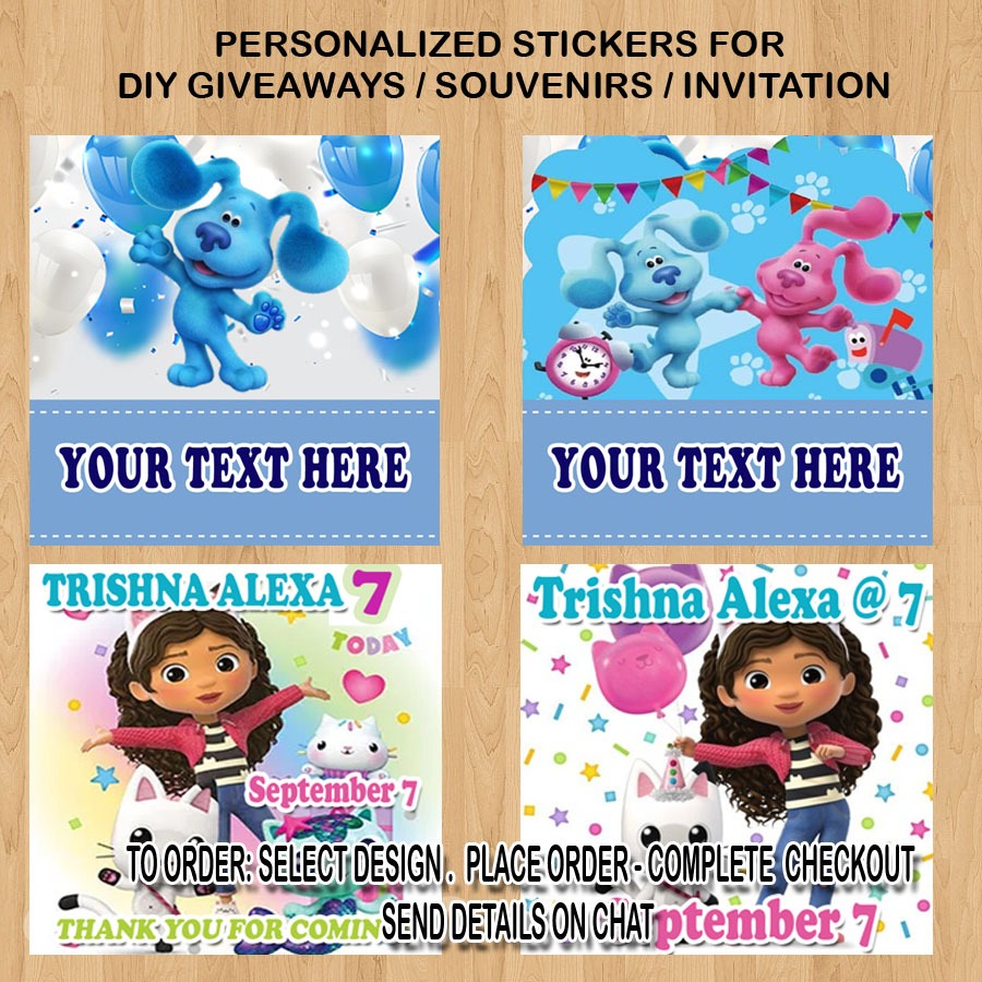 40Pcs 2x2 inches Personalized Sticker Gabby Cocomelon Blues Clues Dora ...