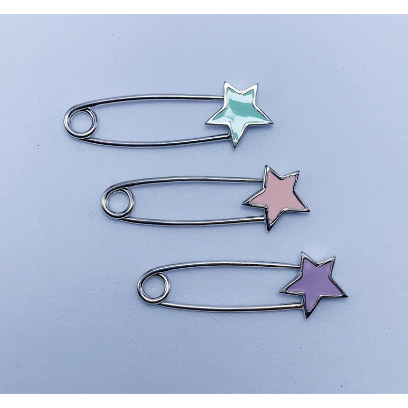 SilverBling Silver Safety Pin Brooch Pardible Fun Star Design in ...