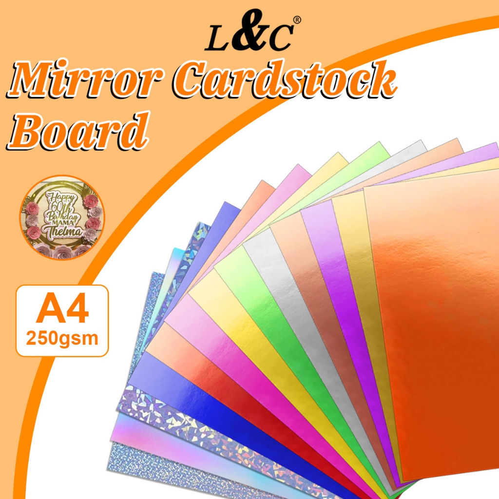 L&C Mirror Cardstock10pcs 250gsm Glitter Board Paper Shiny Metallic ...