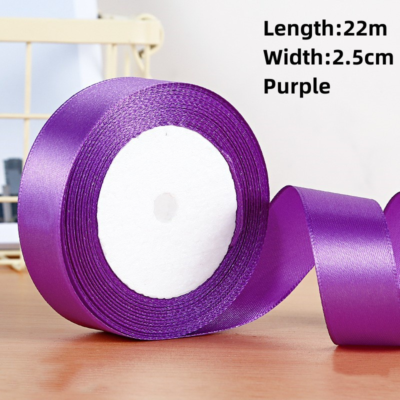 (25 yards/roll) 2.5cm Satin Ribbon Roll Gift Packaging Ribbon Flower ...