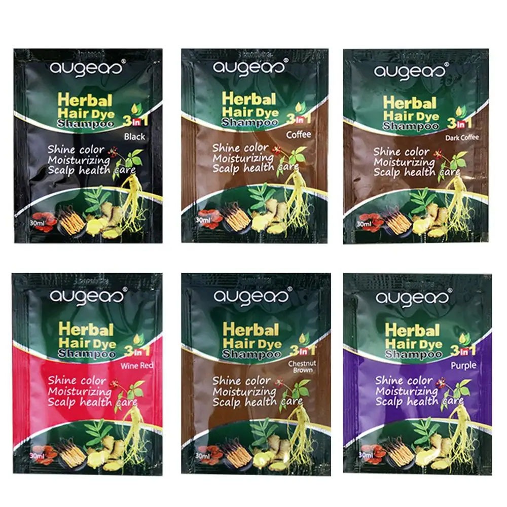 【AUGEAS】 Herbal Hair Dye Color Shampoo 30ml (3-in-1) Hair Darkening ...