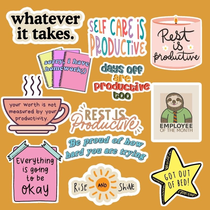 Productive / Productivity Stickers | Vinyl Matte Laminated Waterproof ...