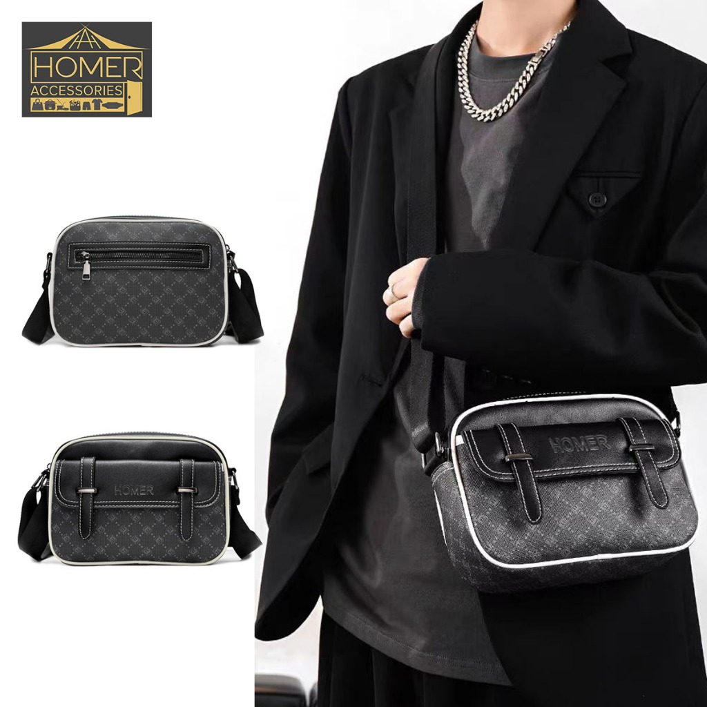 Homer Andy PU Leather Sling Bag Crossbody Bag Shoulder Bag for Men ...