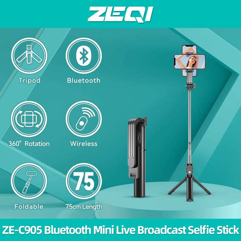 ZEQI ZE-C905 Bluetooth Mini Live Broadcast Selfie Stick 750mm Extended ...
