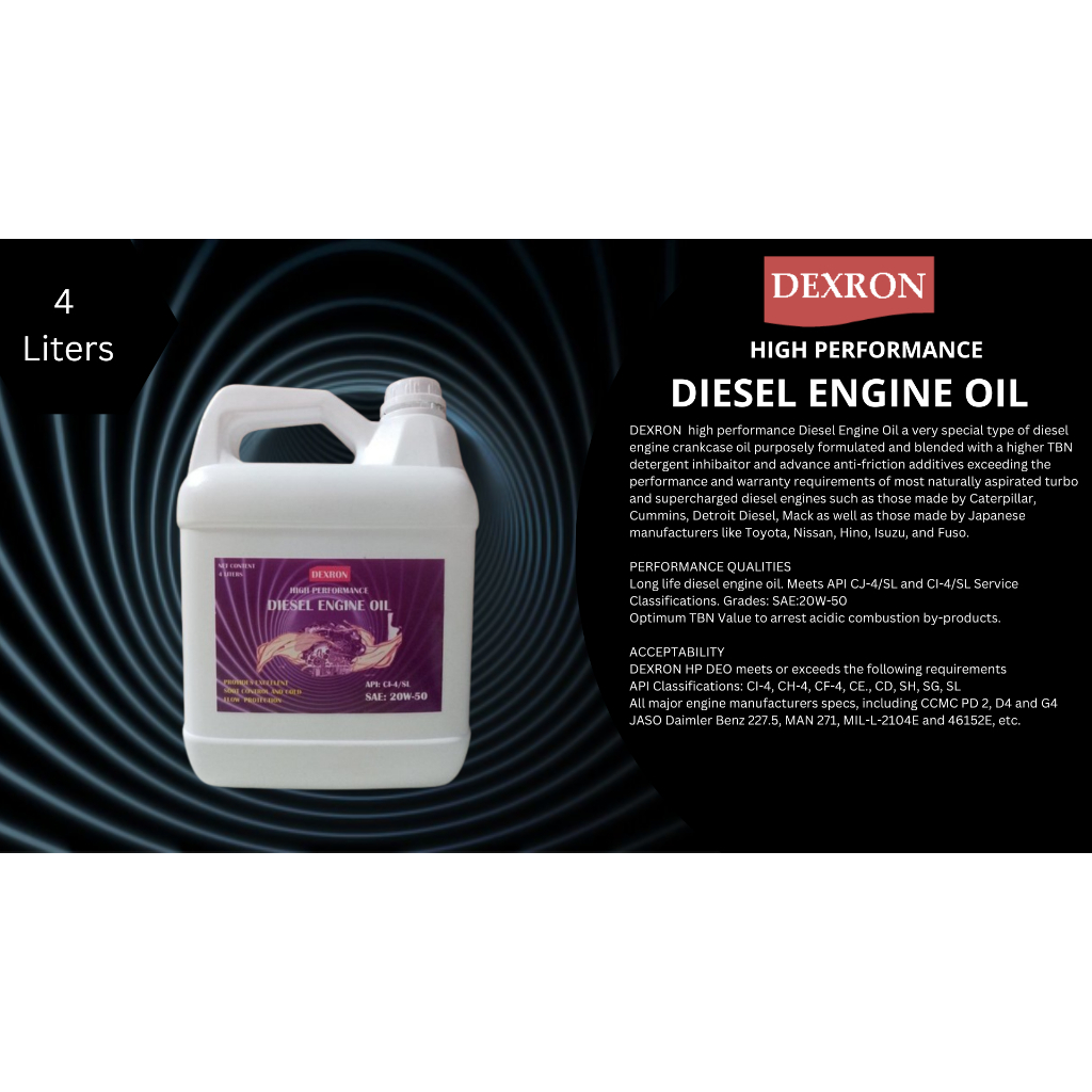 DEXRON HIGH PERFORMANCE DIESEL ENGINE OIL SAE: 20W-50 | Shopee Philippines