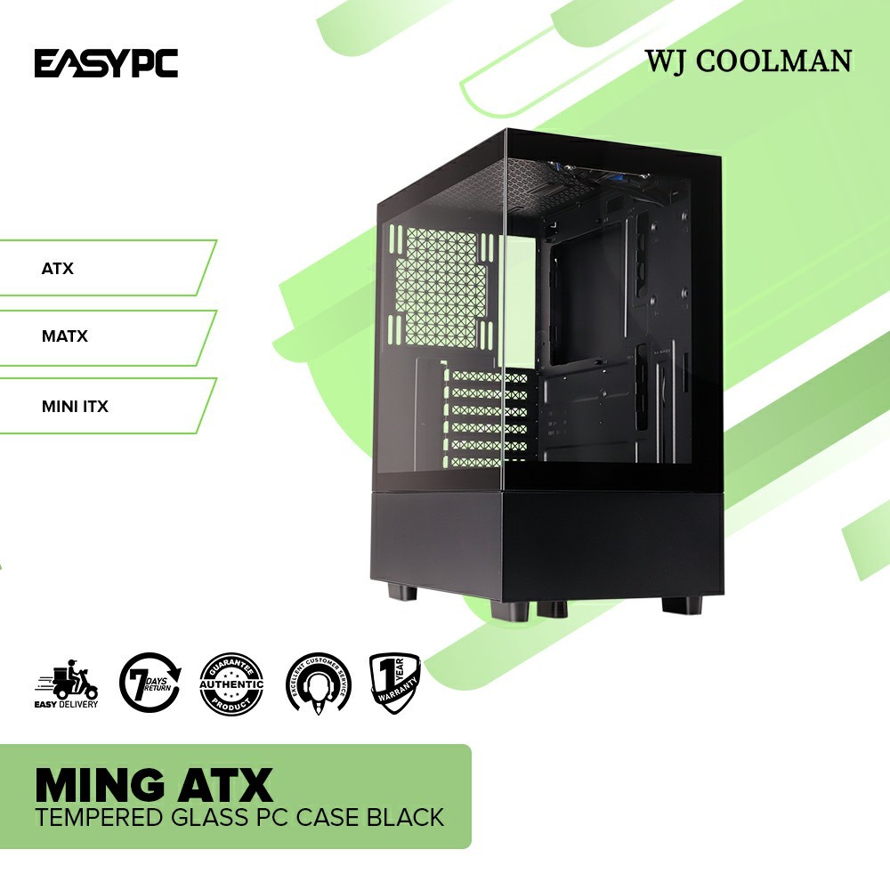 EasyPC| WJ CoolMan Ming ATX PC Case| Tempered Glass| Black and White | Shopee Philippines