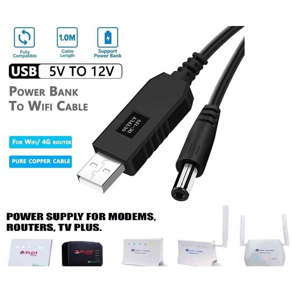 [COD Available] WiFi to Powerbank Cable for Pldt Home WiFi ( 5v to 12v ...