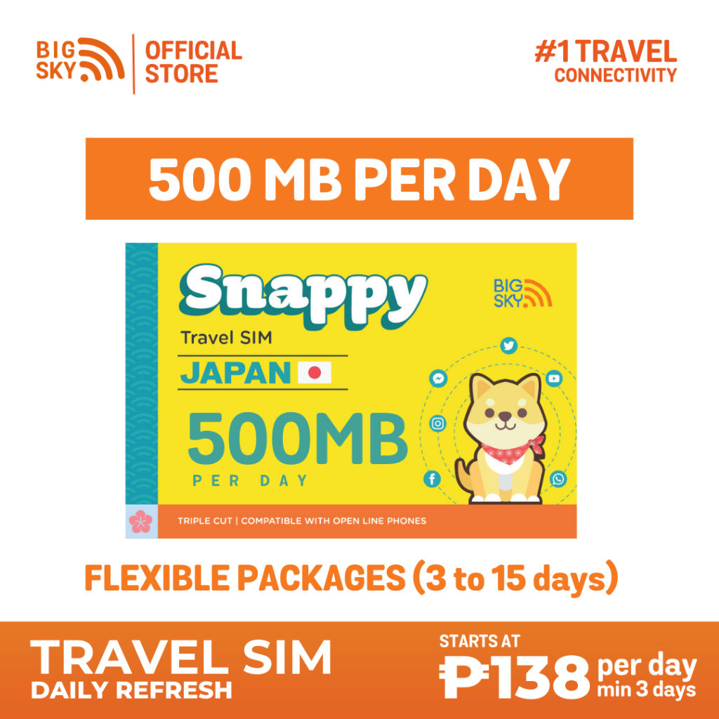 JAPAN Travel SIM Card, 500MB per DAY for 3-15 DAYS High-Speed Data ...