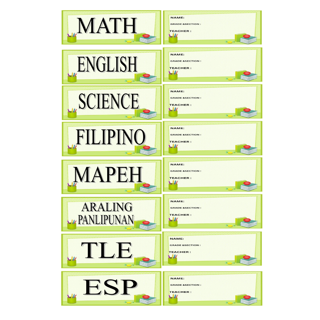 back to school Subject and Name label sticker set | Shopee Philippines