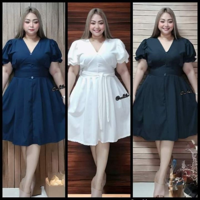 Plus Size Keithlyn Dress / Big Plain Casual Dress (XL to 3XL) | Shopee ...