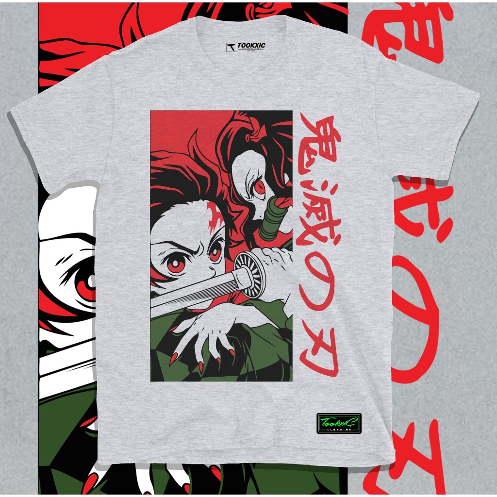 Demon Slayer | TANJIRO & NEZUKO | Anime Shirt | Light Acid Gray ...