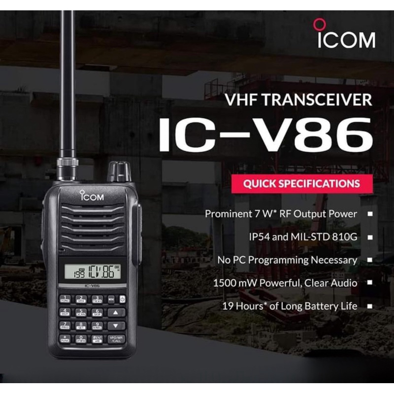Genuine ICOM V86 7watts VHF with 3D Hologram Handheld Radio Japan Made ...