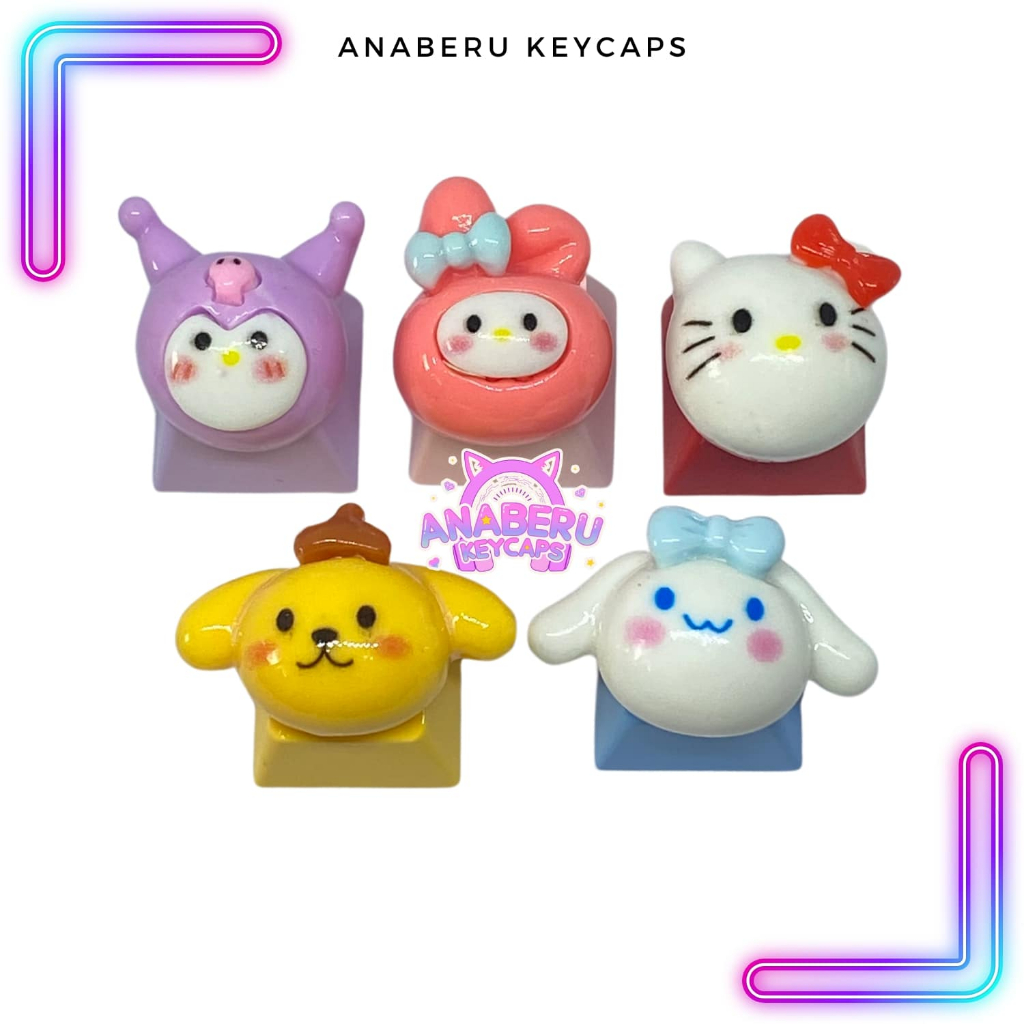 Sanrio Keycaps Kuromi Hello Kitty Pompurin Cinnamon Melody Keycaps for ...