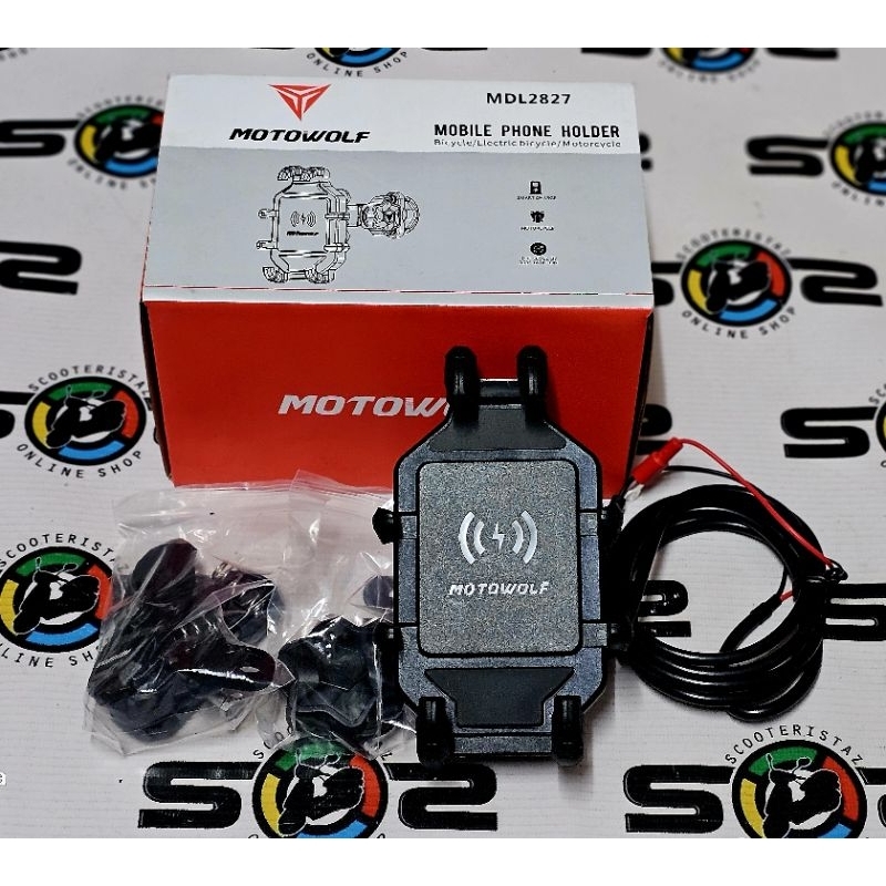 MOTOWOLF #9827 V4 OCTOPUS CP HOLDER WITH CHARGER SIDEMIRROR TYPE ...