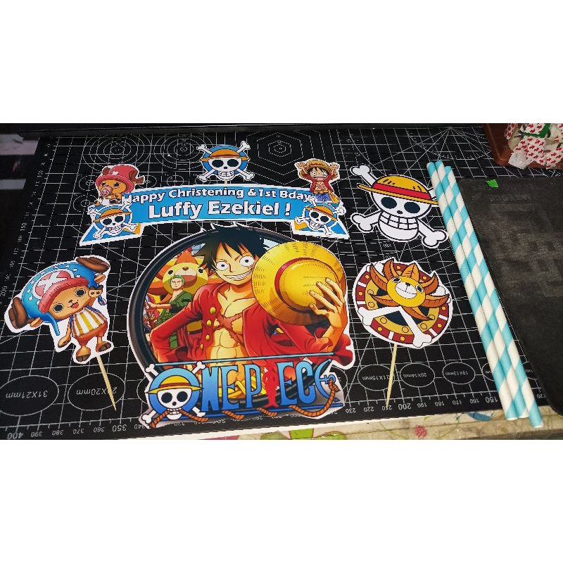 customized photo Printed cake toppers one piece strawhat Luffy center ...