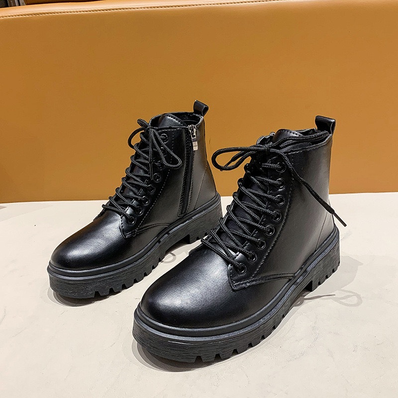 Fashion Korean high cut women boots ( zipper and laces ) | Shopee ...