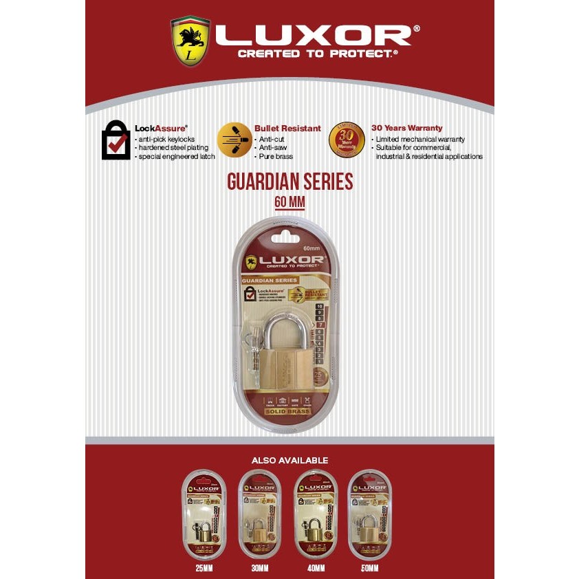 Luxor solid brass padlock kandado door lock Guardian Series | Shopee ...