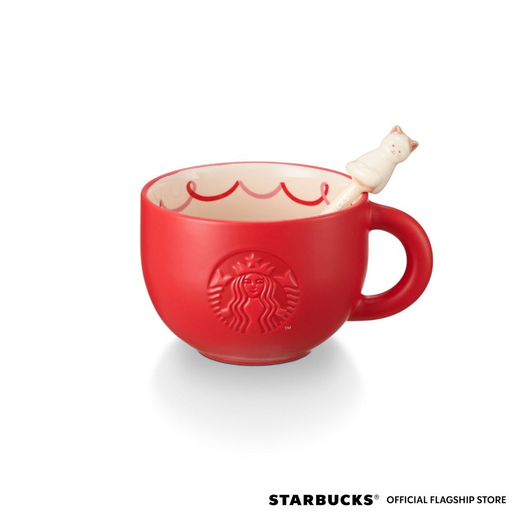Starbucks 12Oz Mug Red And Cat Spoon | Shopee Philippines