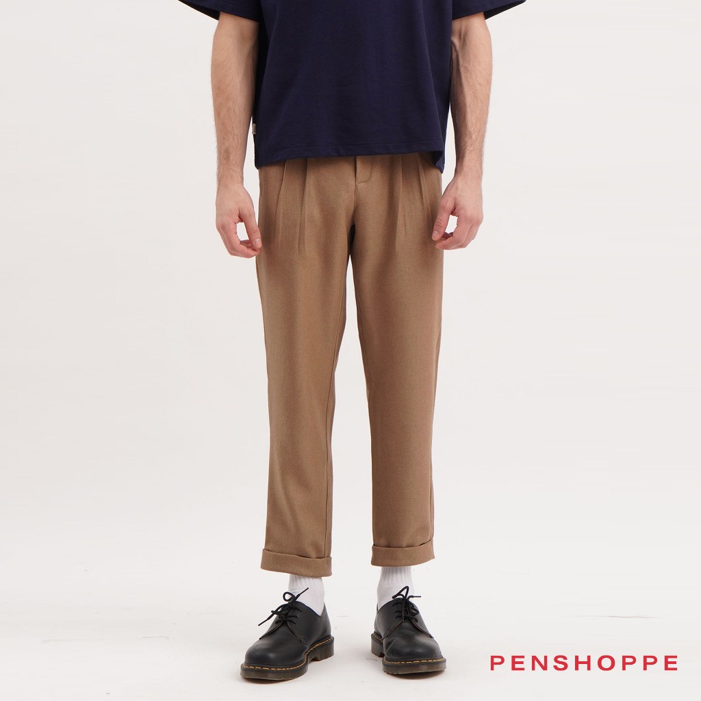 Penshoppe Dress Code Slim Fit Ankle Length Dapper Textured Trousers For ...
