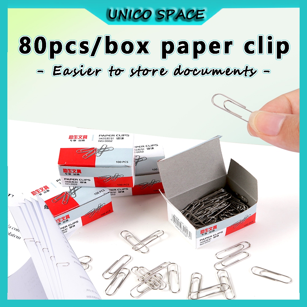 Unico 80pcs/box paper clip clamp tongs folder brace student stationery ...