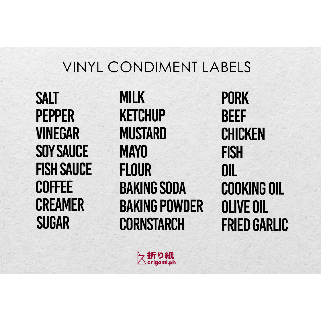 Vinyl Pantry Condiment Labels Minimalist *SOLD PER PIECE* | Shopee ...