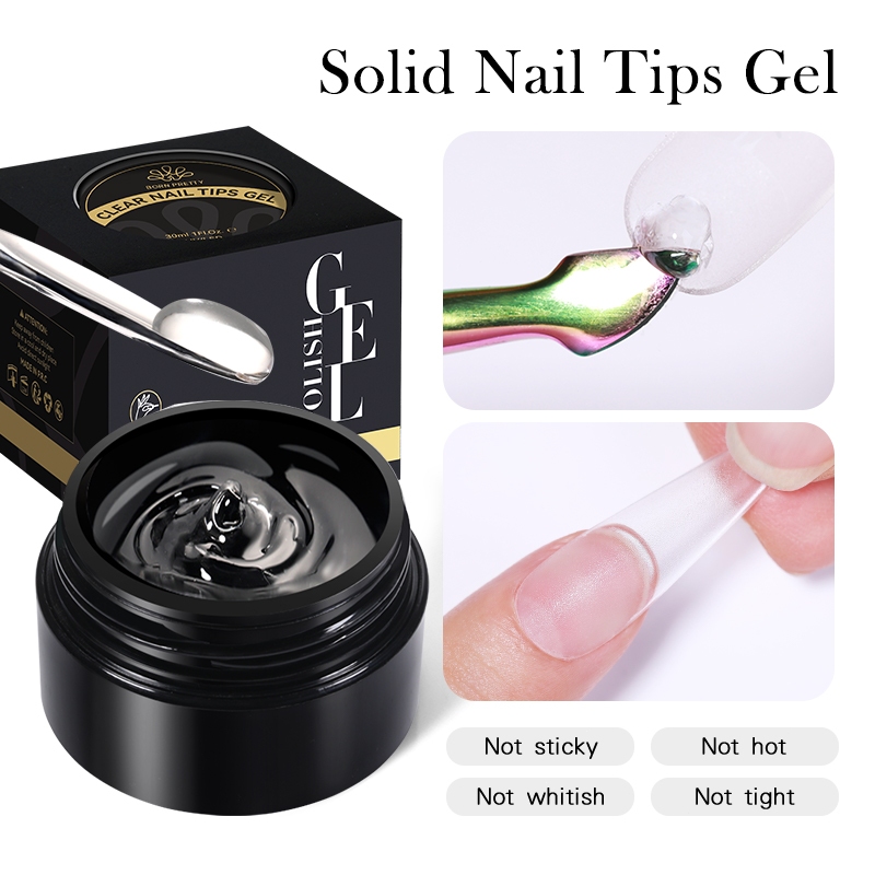 BORN PRETTY Solid Nail Tips Gel Extension 30ml Transparent UV LED ...