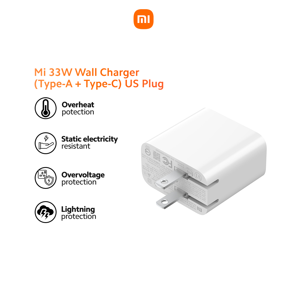 Xiaomi Mi 33W Wall Charger (Type-A + Type-C) EU/US | Shopee Philippines