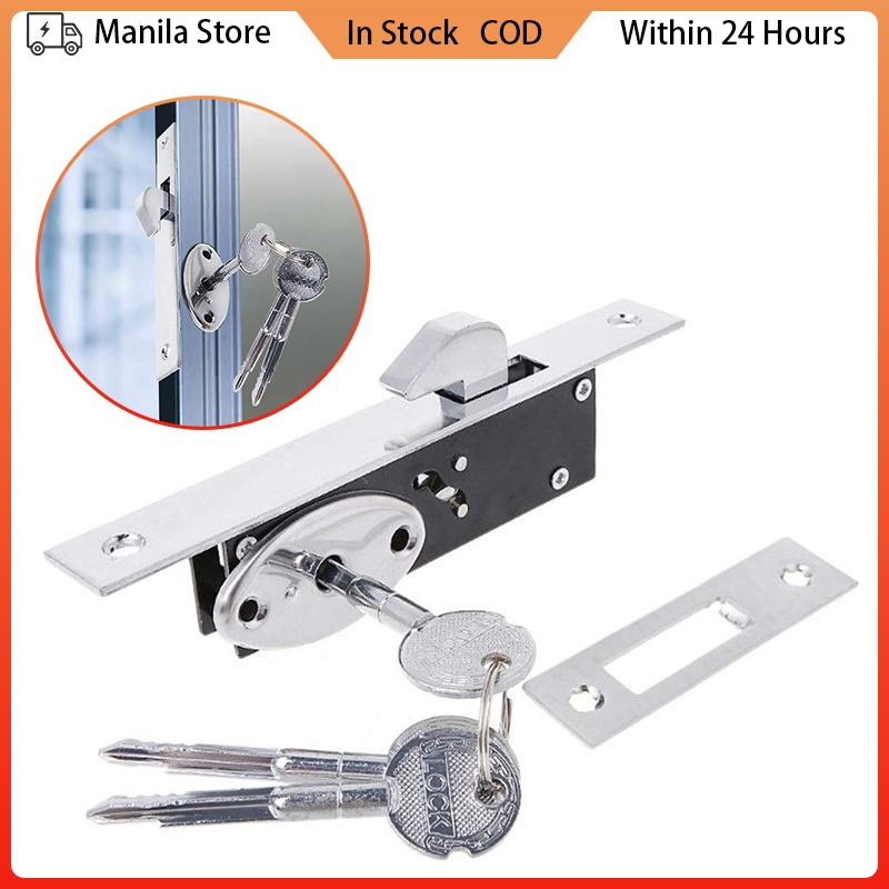 Sliding Door Hook Lock Aluminum Alloy Frame Door Hidden Lock Cross Key ...