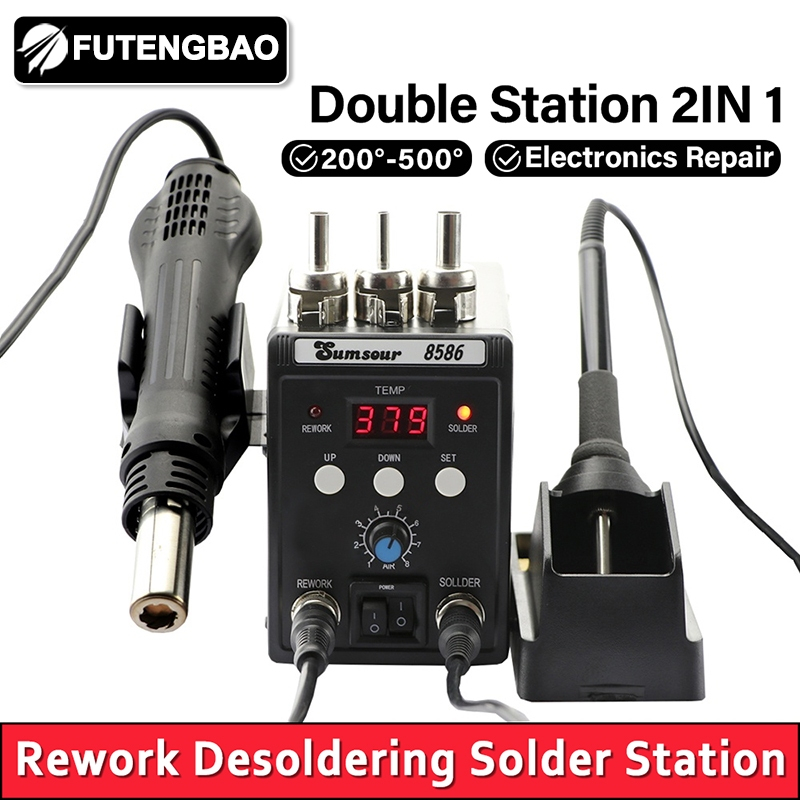 Hot Air Rework Station Digtal LCD Display Hot Air Soldering Station SMD ...