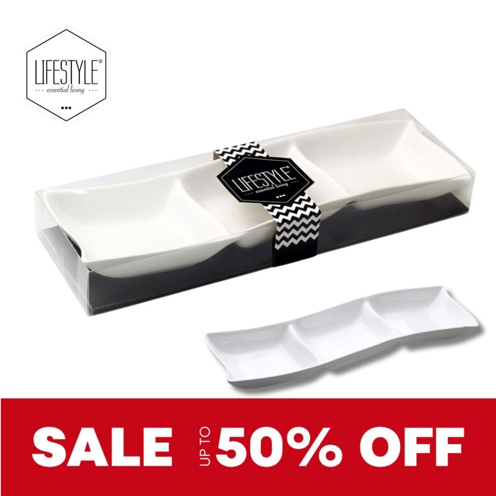 Lifestyle Porcelain Modern Design 3 Division Condiment Dish | Shopee ...