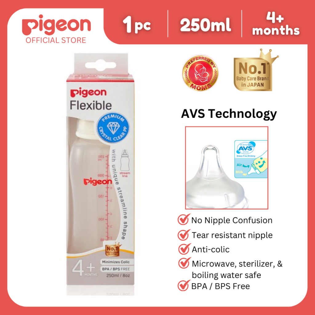 Pigeon Official- Crystal Clear Streamline Feeding Bottle medium flow, for 4+months | Shopee ...