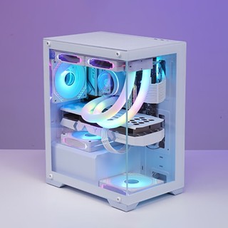 INPLAY Pc Case Gaming Computer Case with Fan White Glass Seaview Palace ...