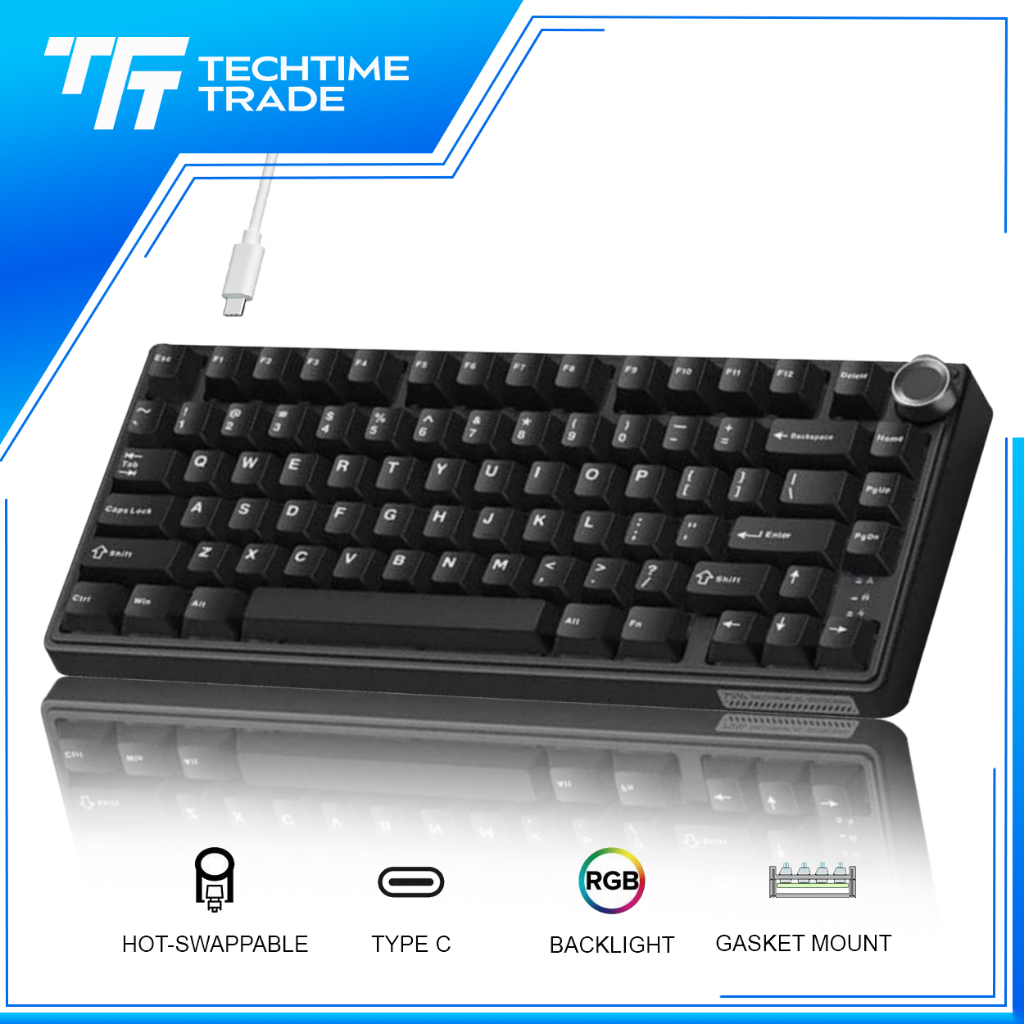 Royal Kludge RK R75 Mechanical Keyboard 75% TKL with Volume Knob Gasket ...