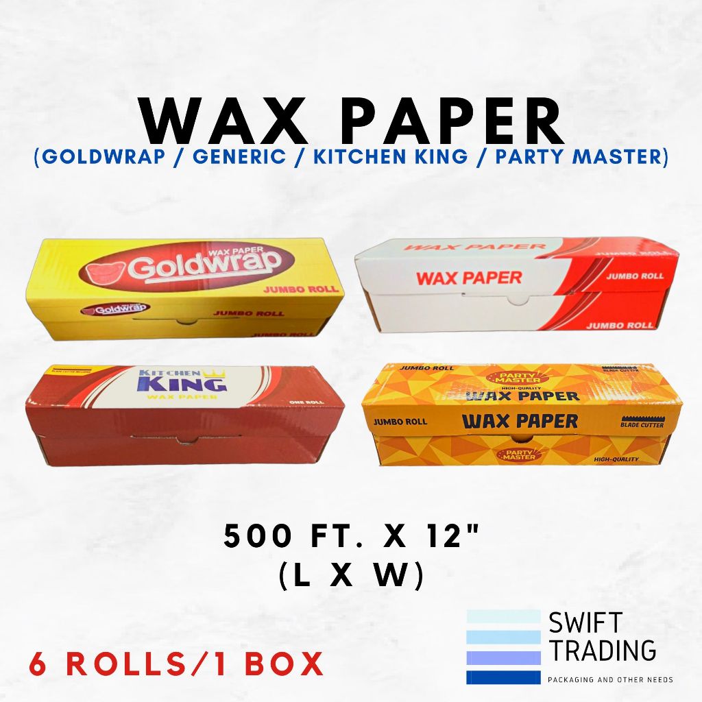 Wax Paper Jumbo Roll [1 Box / 6 PCS] (12"x 500ft.) Goldwrap / Generic ...