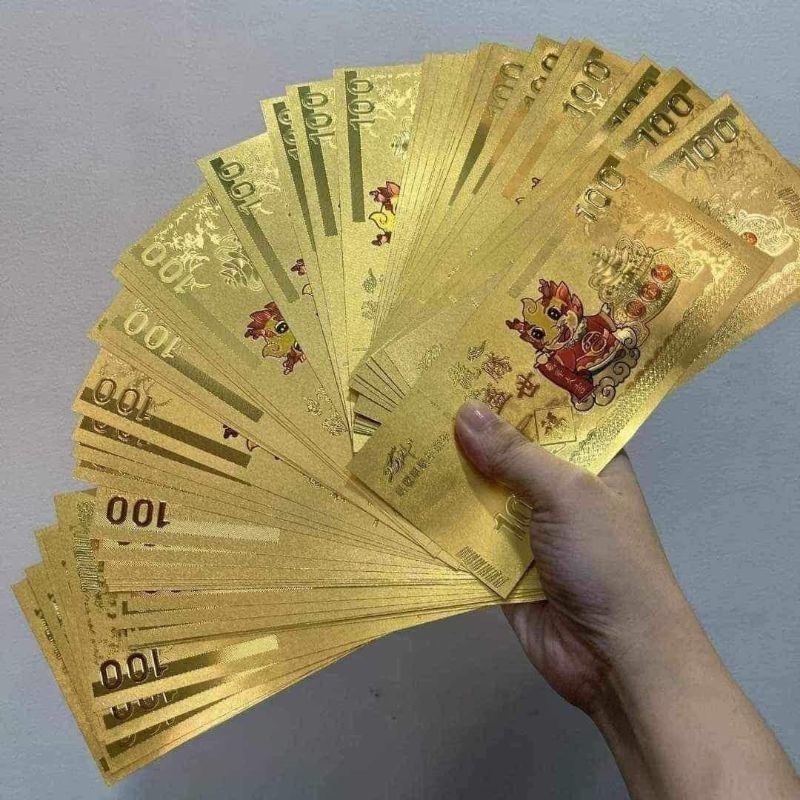 COD ️24K GOLD FOIL BILL LUCKY MONEY AUTHENTIC | Shopee Philippines